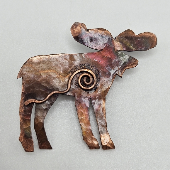 Handmade | Jewelry | Handmade Hammered Copper Moose Brooch Pin Nature ...